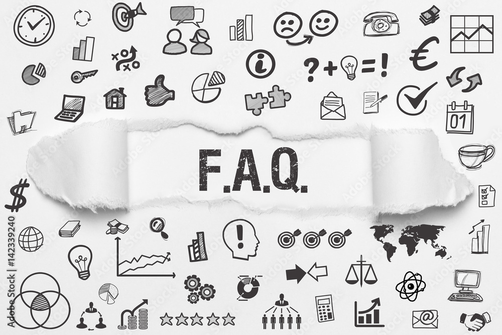 F.A.Q. / weißes Papier mit Symbole foto de Stock | Adobe Stock