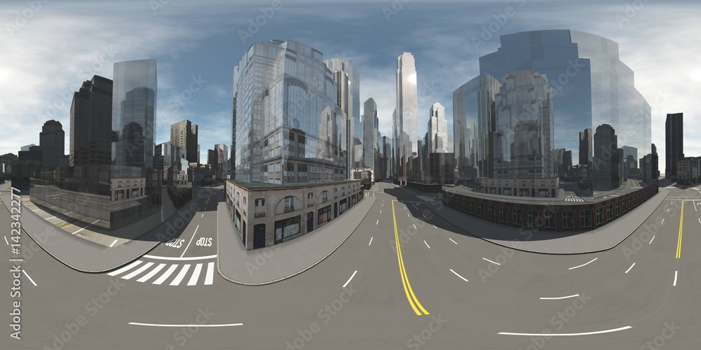 HDRI map. Panorama of the city. Environment map. Equirectangular ...
