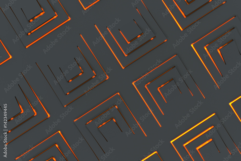 Futuristic technological background made from extruded rectangular ...