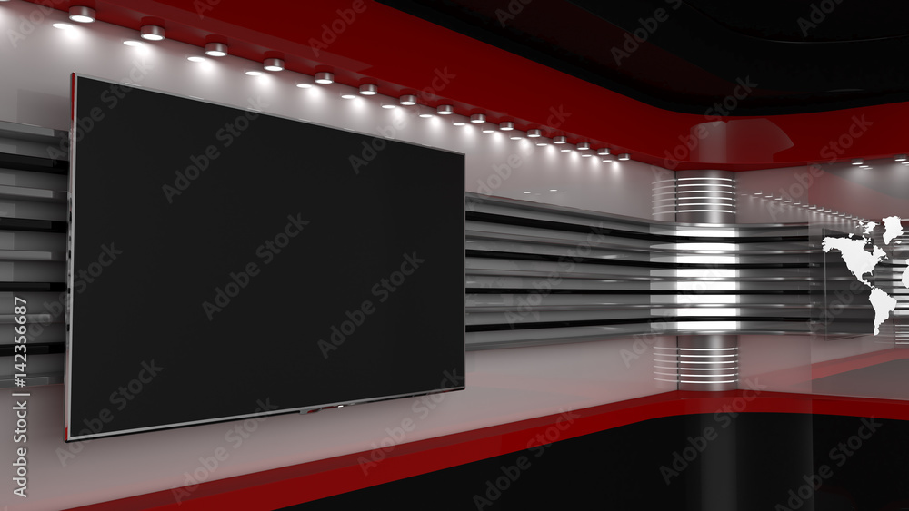Tv Studio. Backdrop for TV shows .TV on wall. News studio. The perfect ...