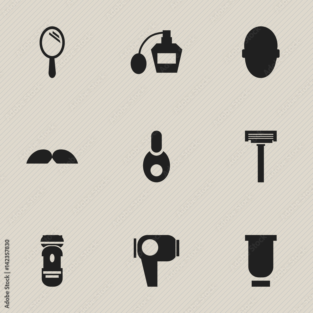Vecteur Stock Set Of 9 Editable Coiffeur Icons. Includes Symbols Such ...