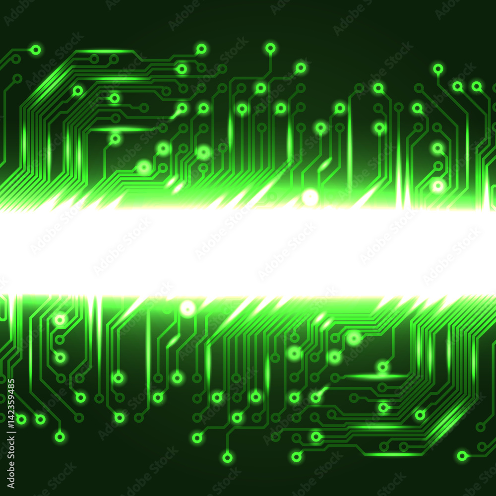 Electronics green background with circuit board Stock Vector | Adobe Stock