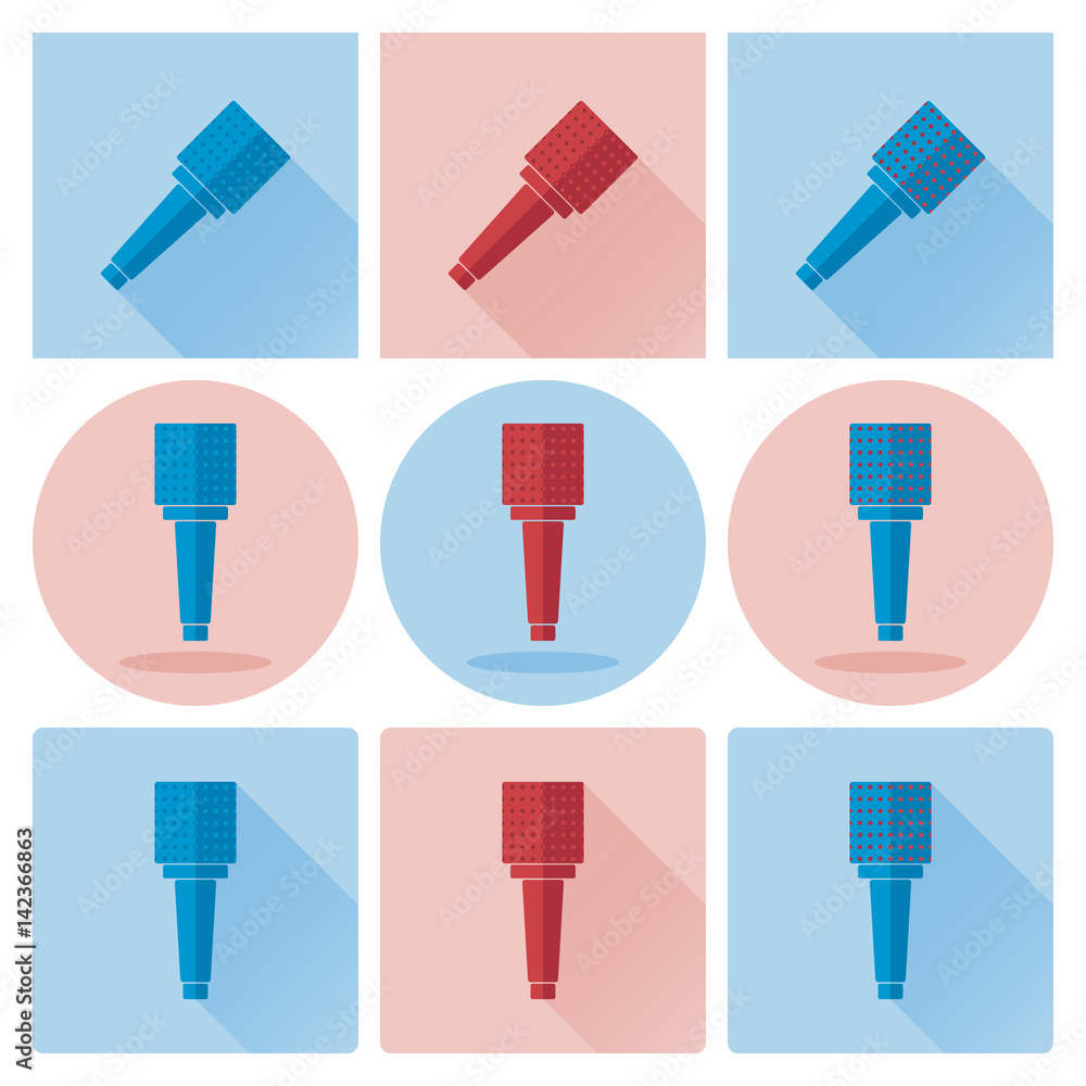 Vector microphone icon set. Circle and square app icon, web element ...