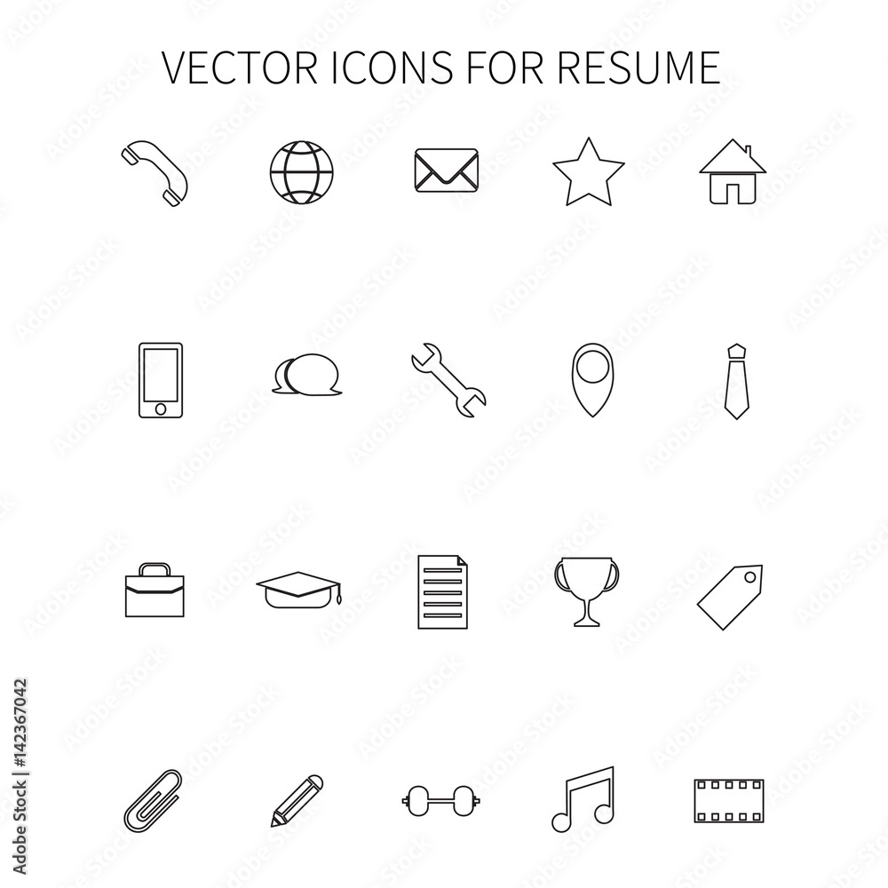 Vector icons for resume. Stock Vector | Adobe Stock