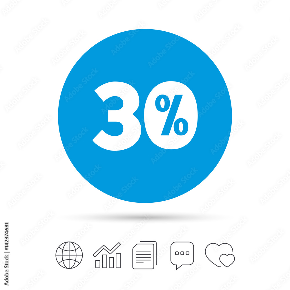 30 percent discount sign icon. Sale symbol. Stock Vector | Adobe Stock