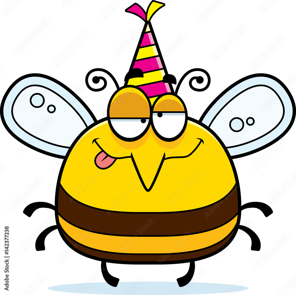 Cartoon Bee Drunk Party Stock Vector | Adobe Stock