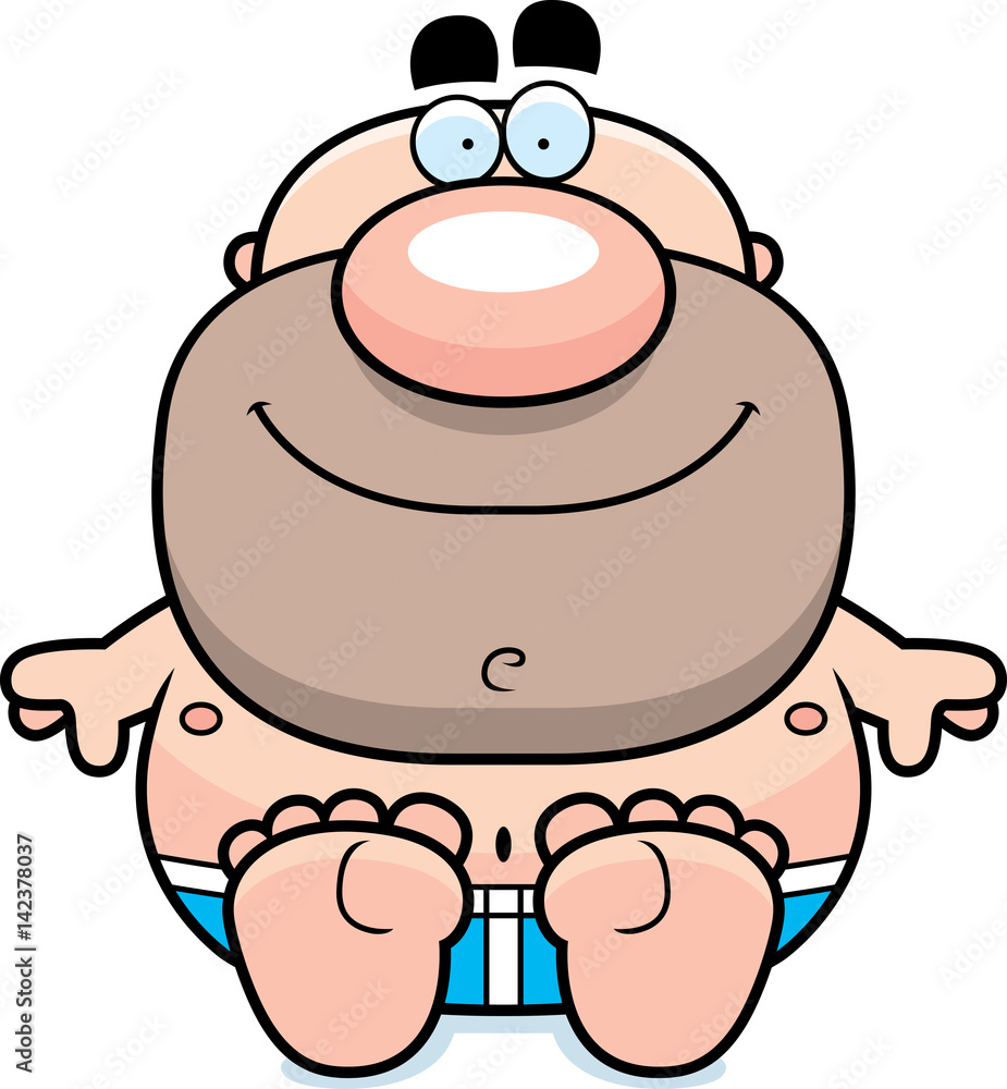 Cartoon Man in Swimsuit Sitting Stock Vector | Adobe Stock