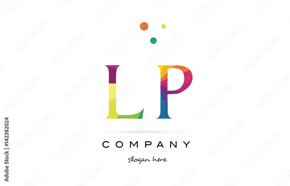 lp l p creative rainbow colors alphabet letter logo icon Stock Vector ...