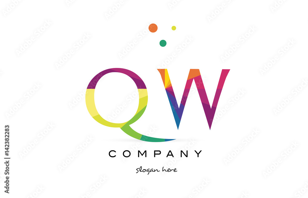 qw q w creative rainbow colors alphabet letter logo icon Stock Vector ...