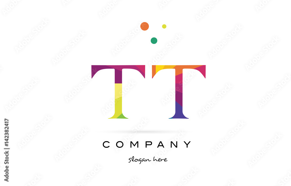 tt t creative rainbow colors alphabet letter logo icon Stock Vector ...