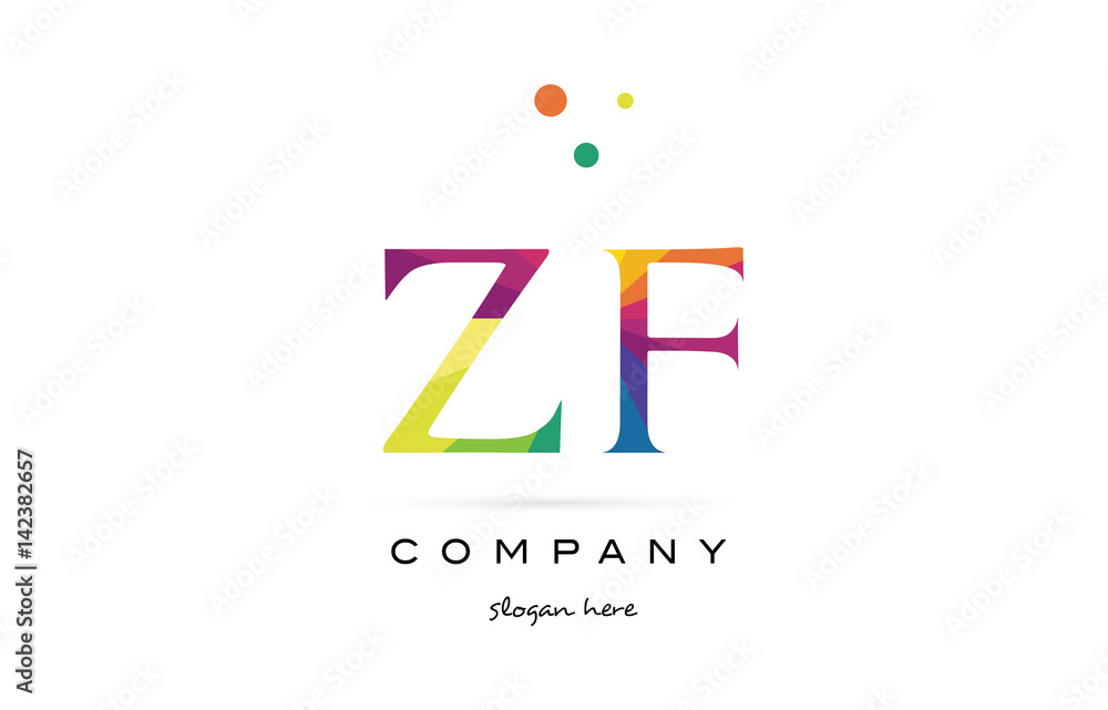 zf z f creative rainbow colors alphabet letter logo icon Stock Vector ...
