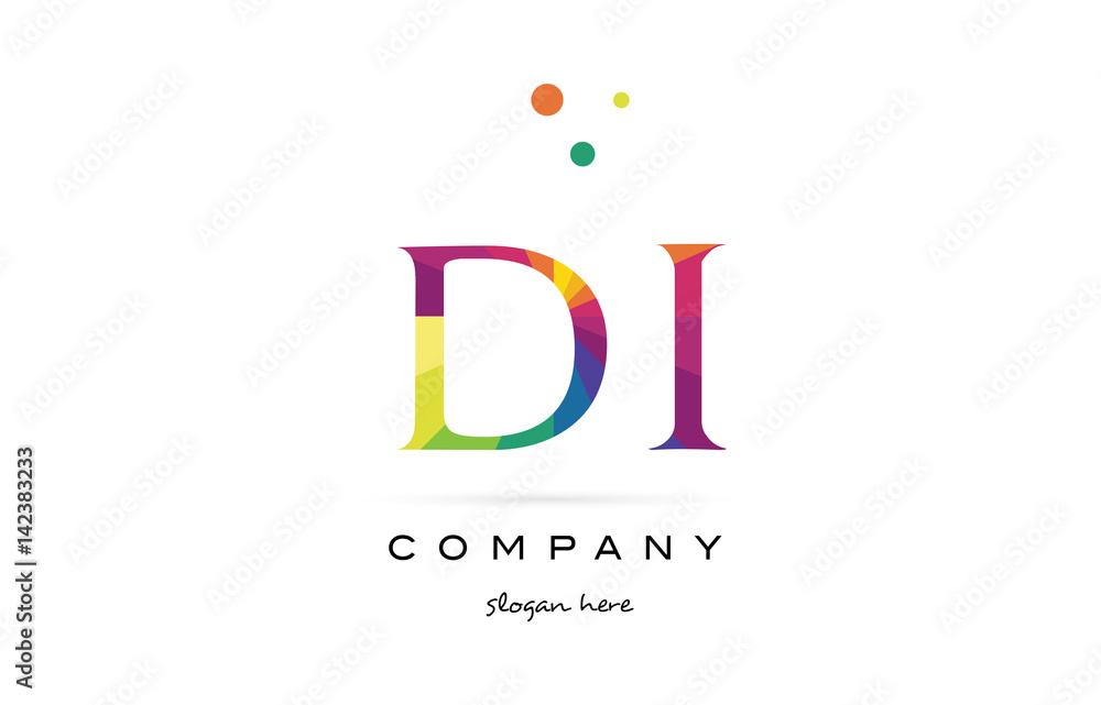 di d i creative rainbow colors alphabet letter logo icon Stock ベクター ...