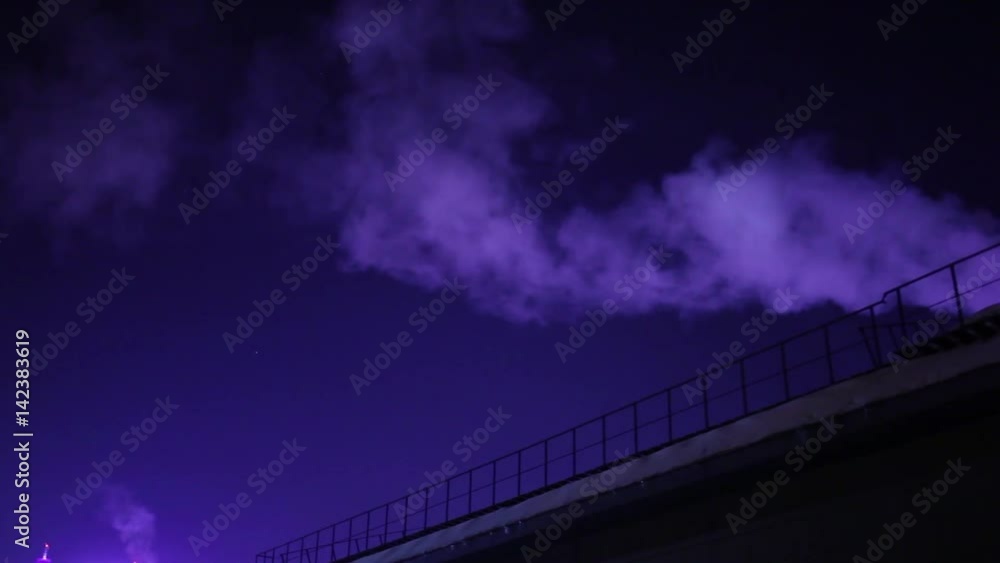 Night city sky view. Moon On The Night The Dark Sky. Flying Through ...