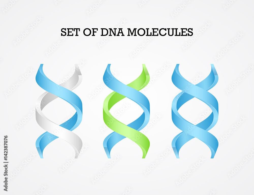 Human DNA molecule symbols set, genetics elements and icons collection ...