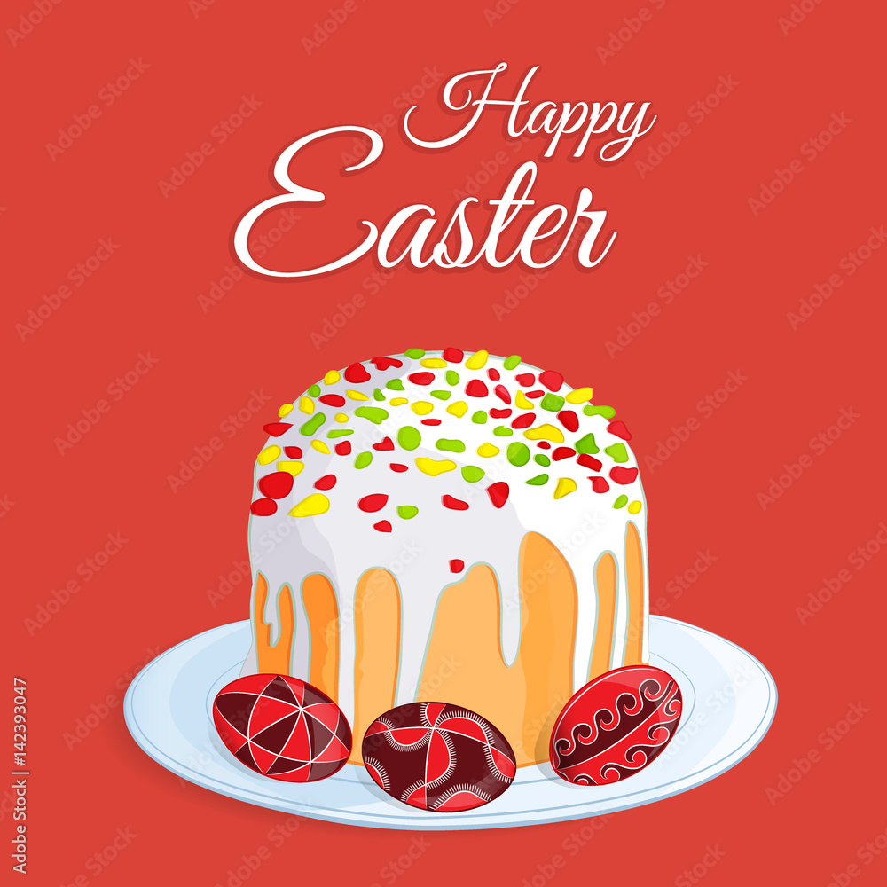 Orthodox Easter festive greeting card. Vector cartoon illustration of a ...