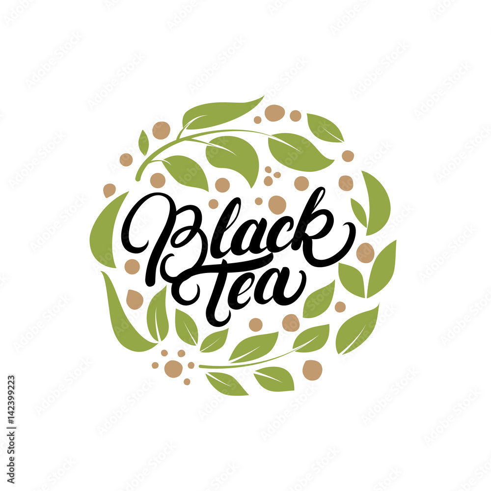 Black Tea hand written lettering logo, label, badge, emblem. Stock ...
