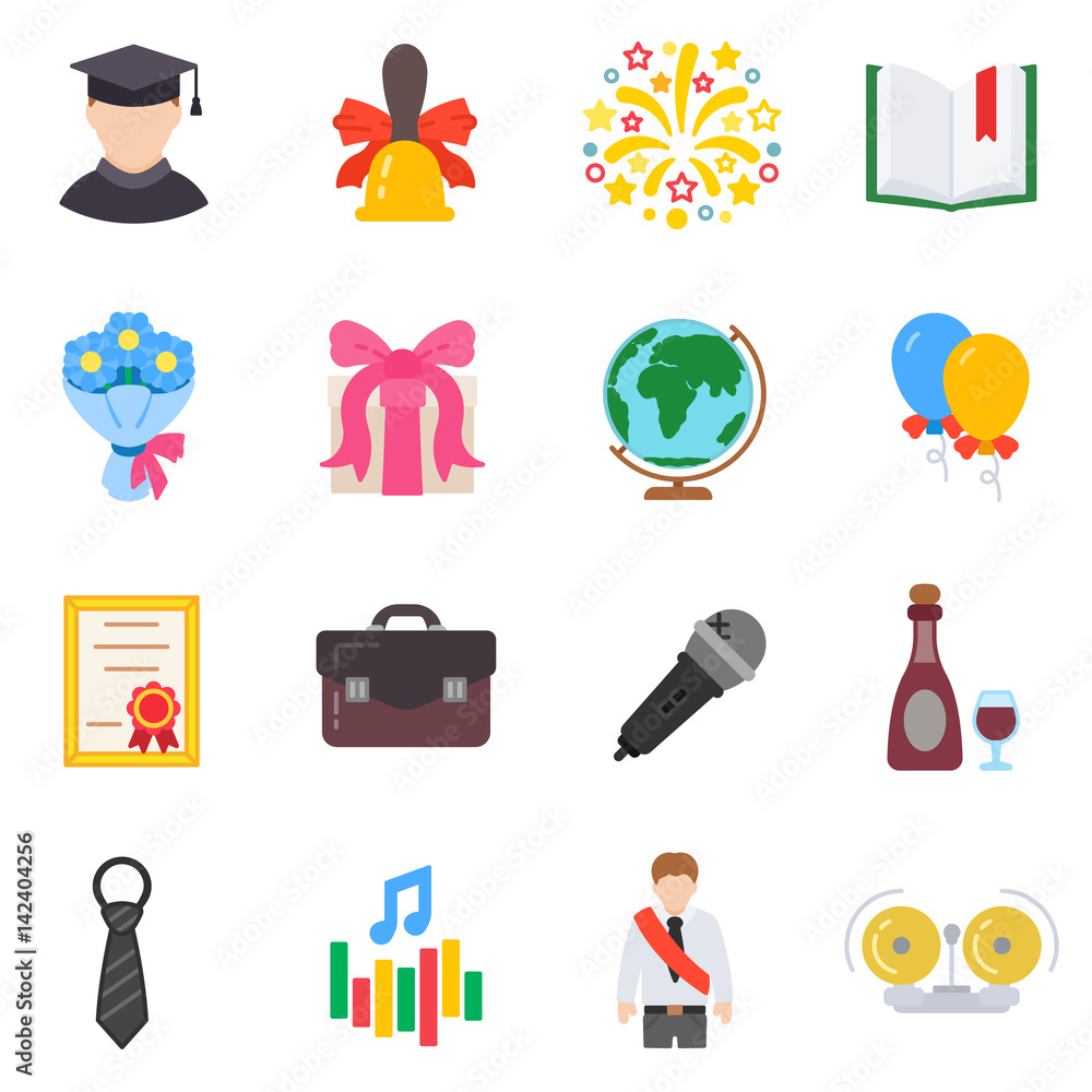 School or college graduation icons set. Student graduate. isolated ...