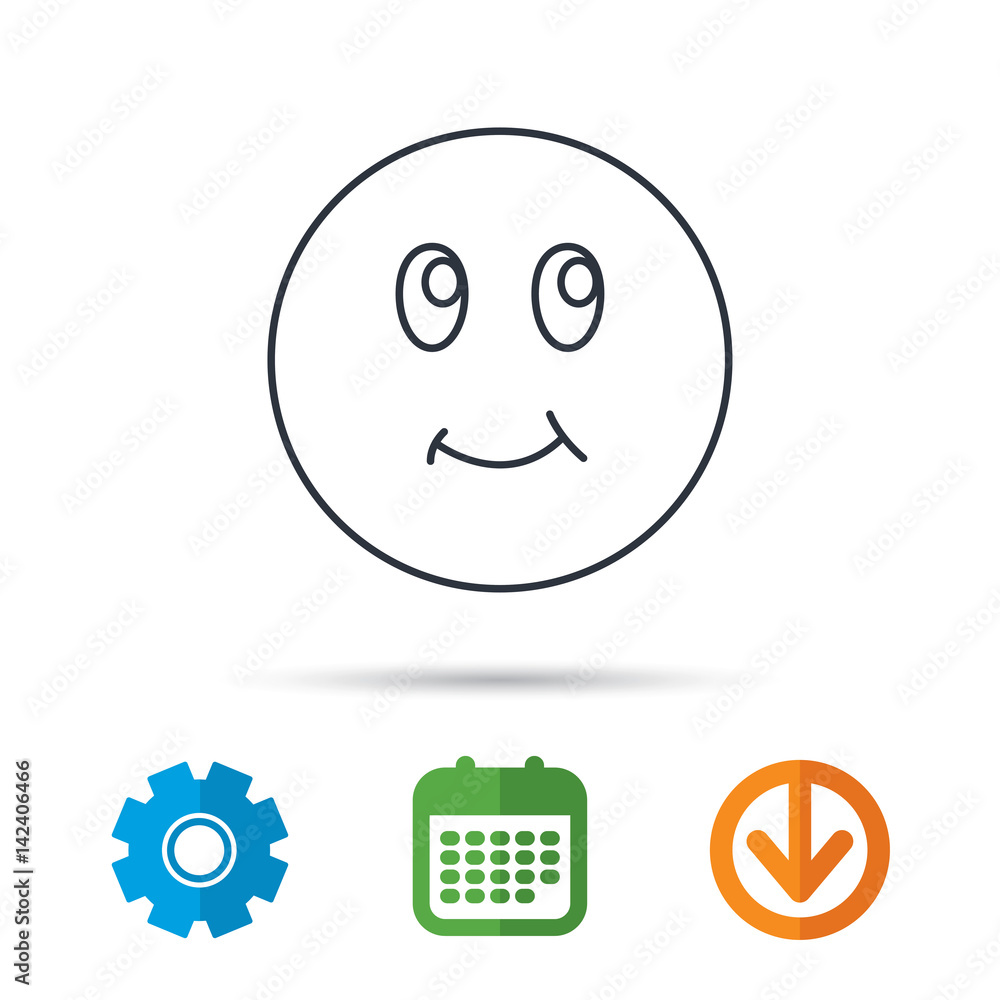 Smile icon. Positive happy face sign. Happiness and cheerful symbol ...