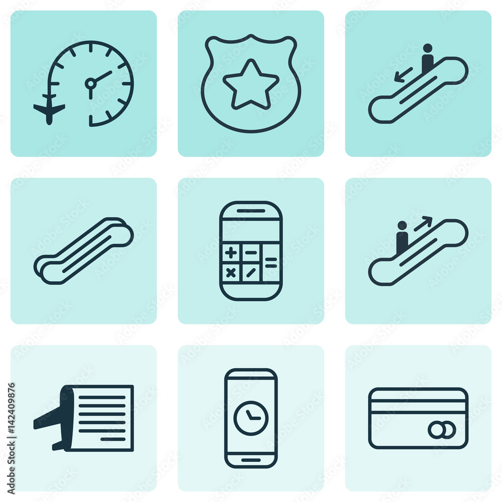 Set Of 9 Traveling Icons. Includes Call Duration, Stair Lift, Moving ...