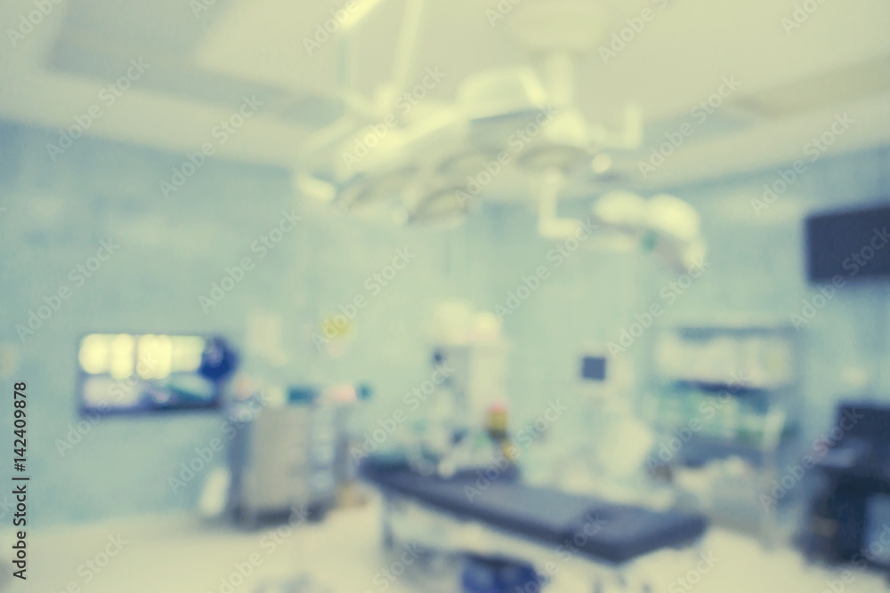 Blur of equipment and medical devices in modern operating room take ...