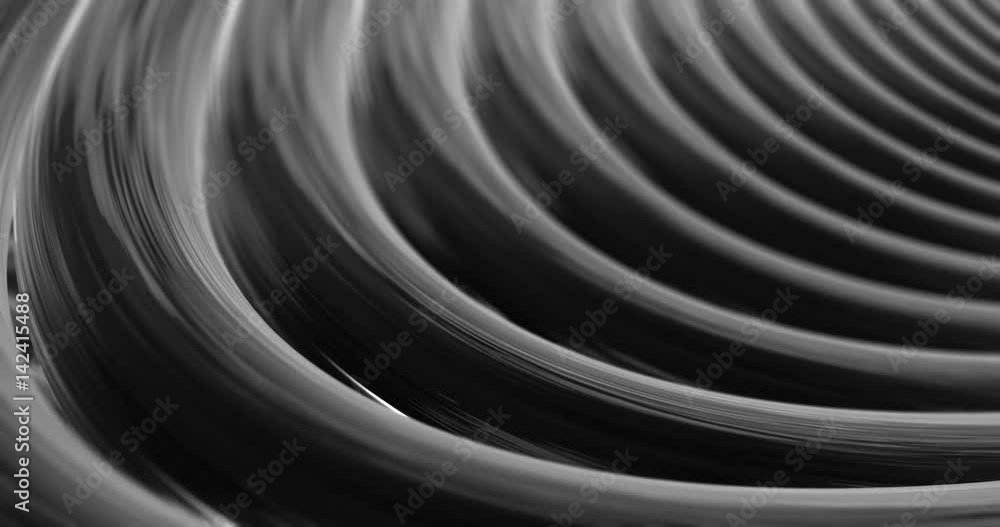 Abstract 4K background seamless loop of steel curves and texture with ...