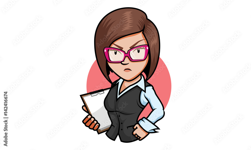 Secretary girl angry character vector, Secretary girl angry icon Stock ...