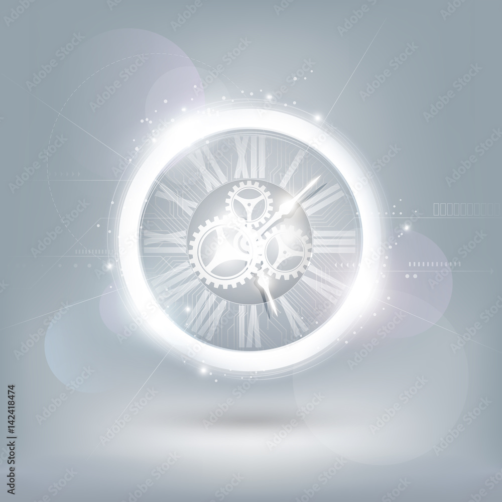 Abstract Futuristic Technology Background with Clock concept and Time ...