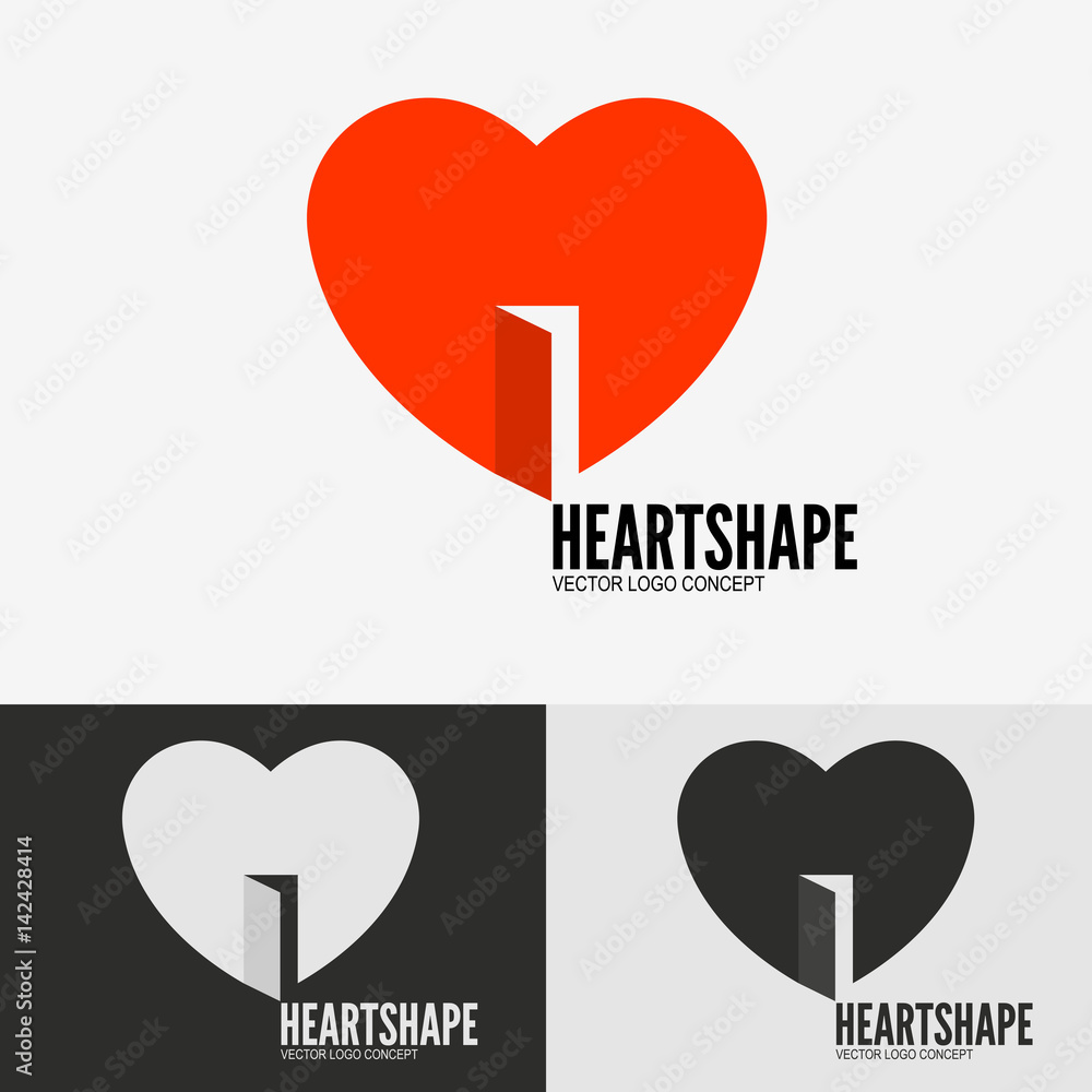 Heart with door, open heart symbol, logo template for your business ...