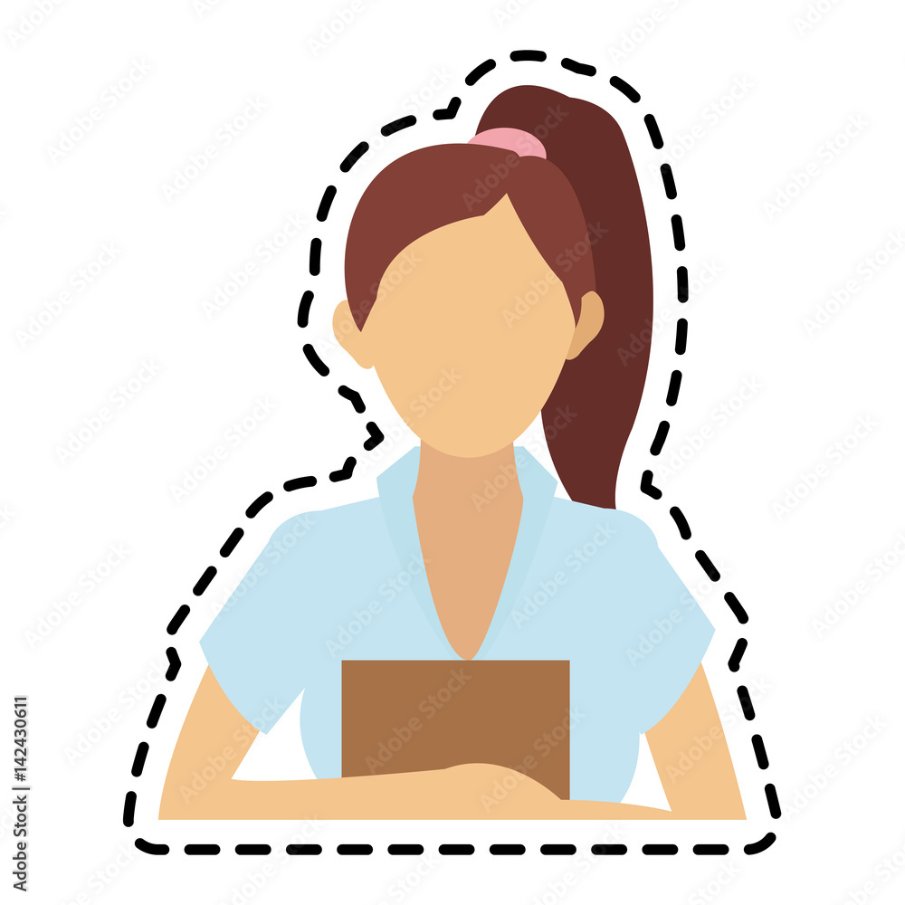 faceless woman with office outfit holding folder icon image vector ...