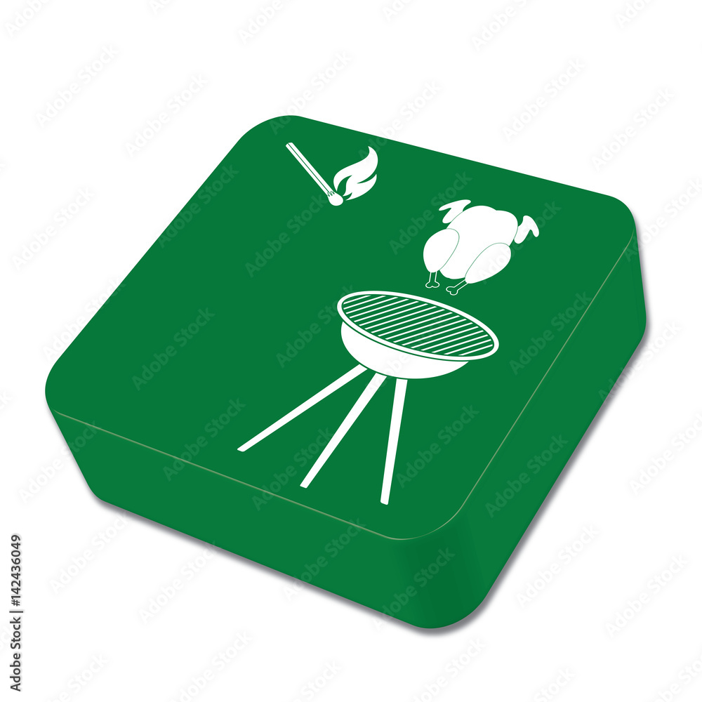 barbecue grill with chicken icon Stock Vector | Adobe Stock