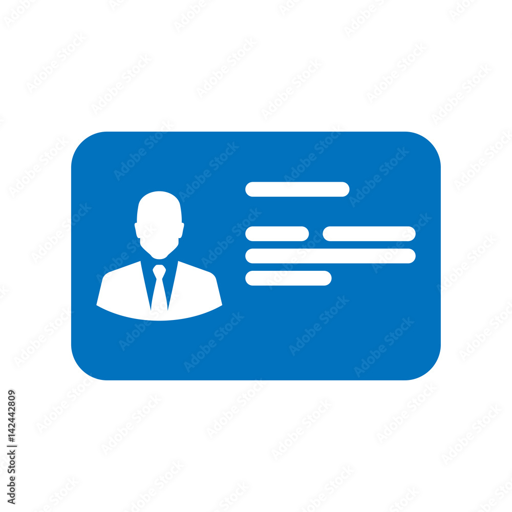 Icono plano carnet de identidad azul en fondo blanco vector de Stock ...