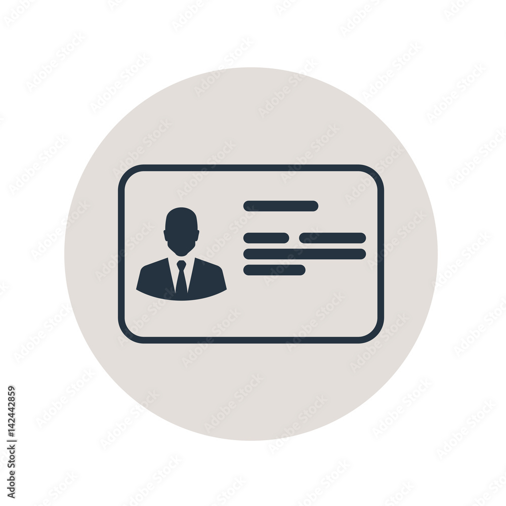 Icono plano carnet identidad en circulo gris Stock Vector | Adobe Stock