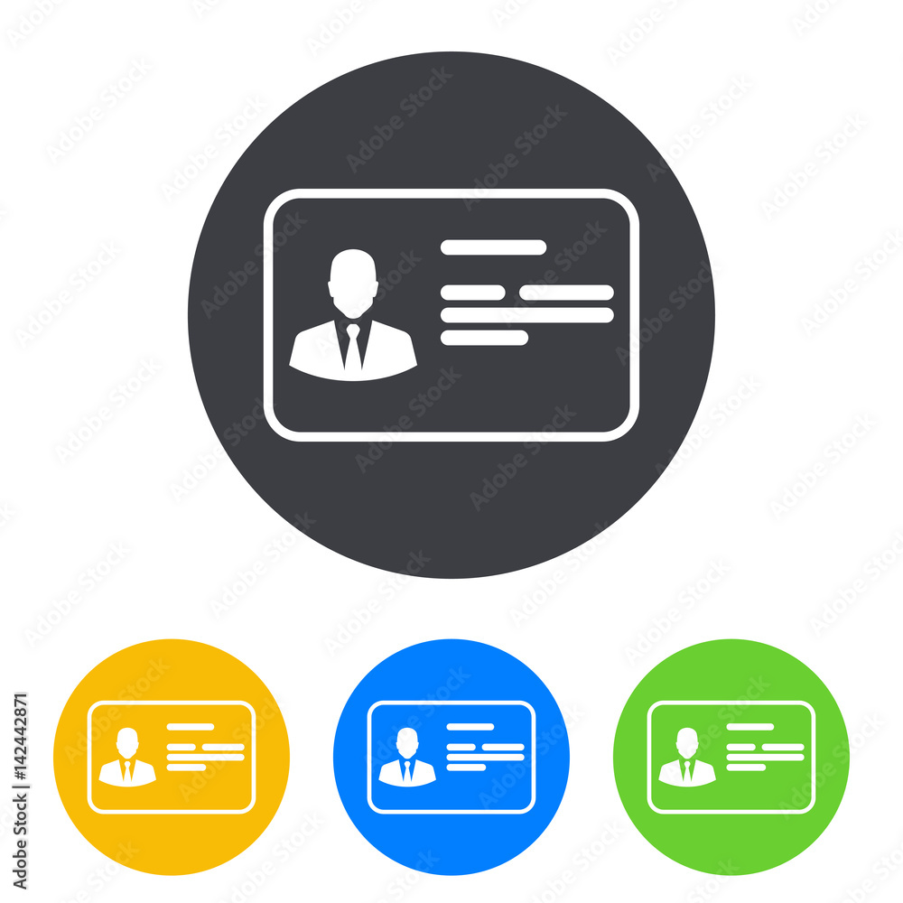 Icono plano carnet identidad en circulo varios colores Stock Vector ...
