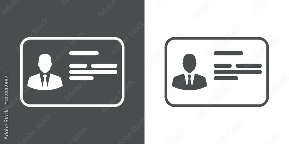 Icono plano carnet identidad gris y blanco Stock Vector | Adobe Stock