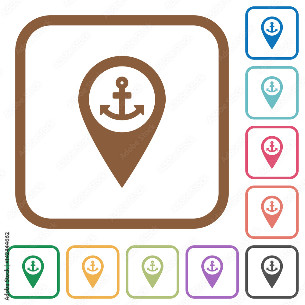 Sea port GPS map location simple icons Stock Vector | Adobe Stock