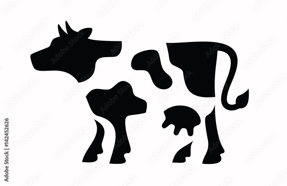 vector illustration of cow Stock Vector | Adobe Stock