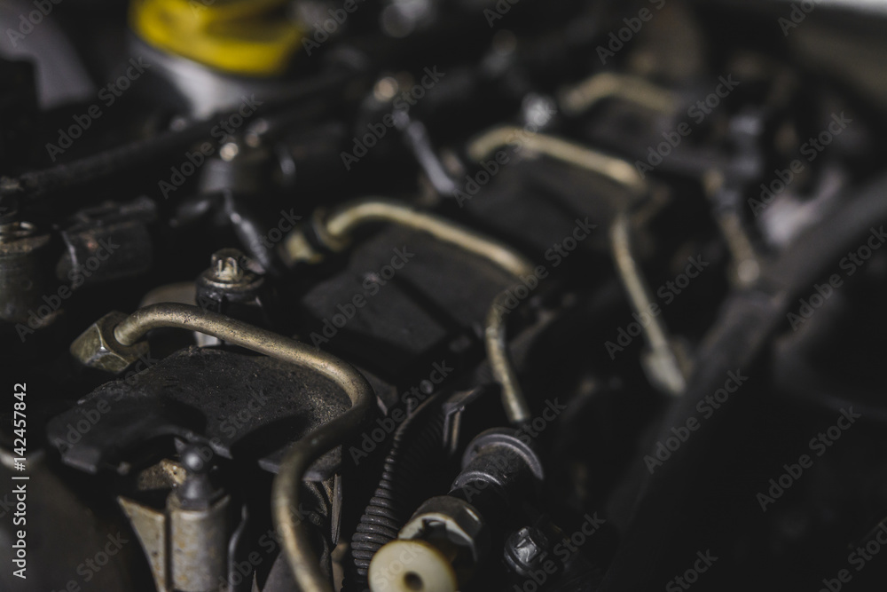 Diesel engine closeup Stock Photo | Adobe Stock
