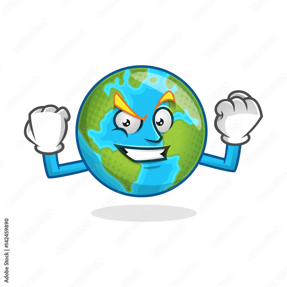 Strong and Confident earth mascot, earth character, earth cartoon ...
