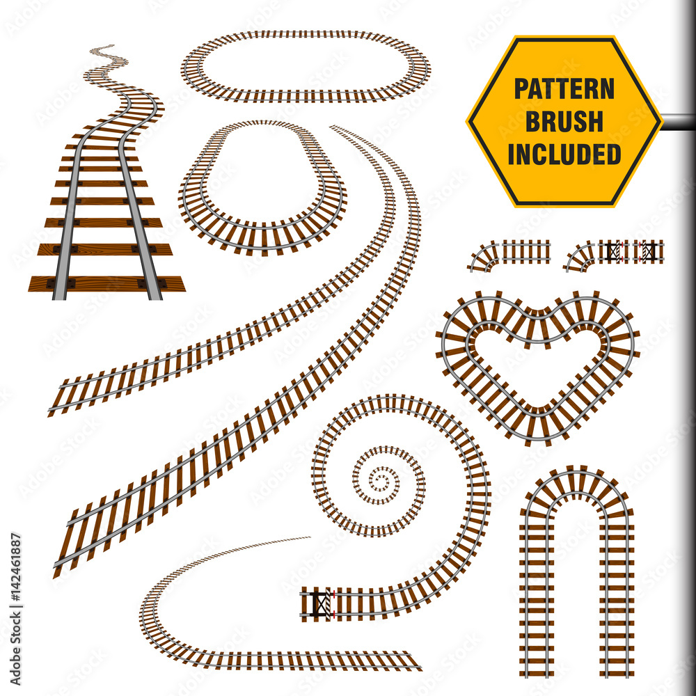 Vector illustration that include old railway border or railroad pattern ...