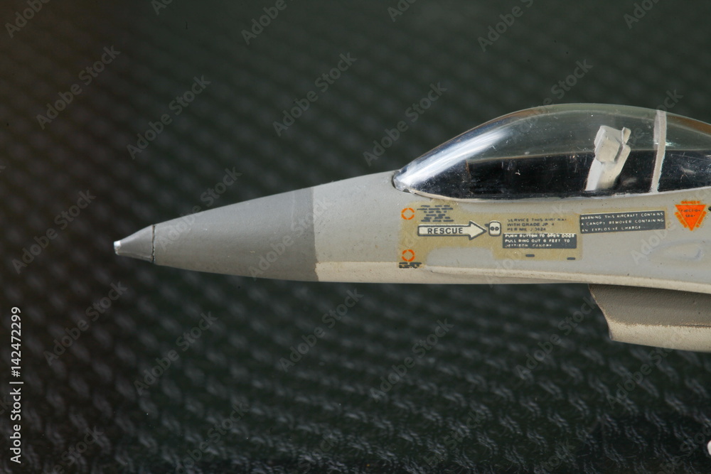 Diecast model jet plane cockpit part focus represent the diecast model ...