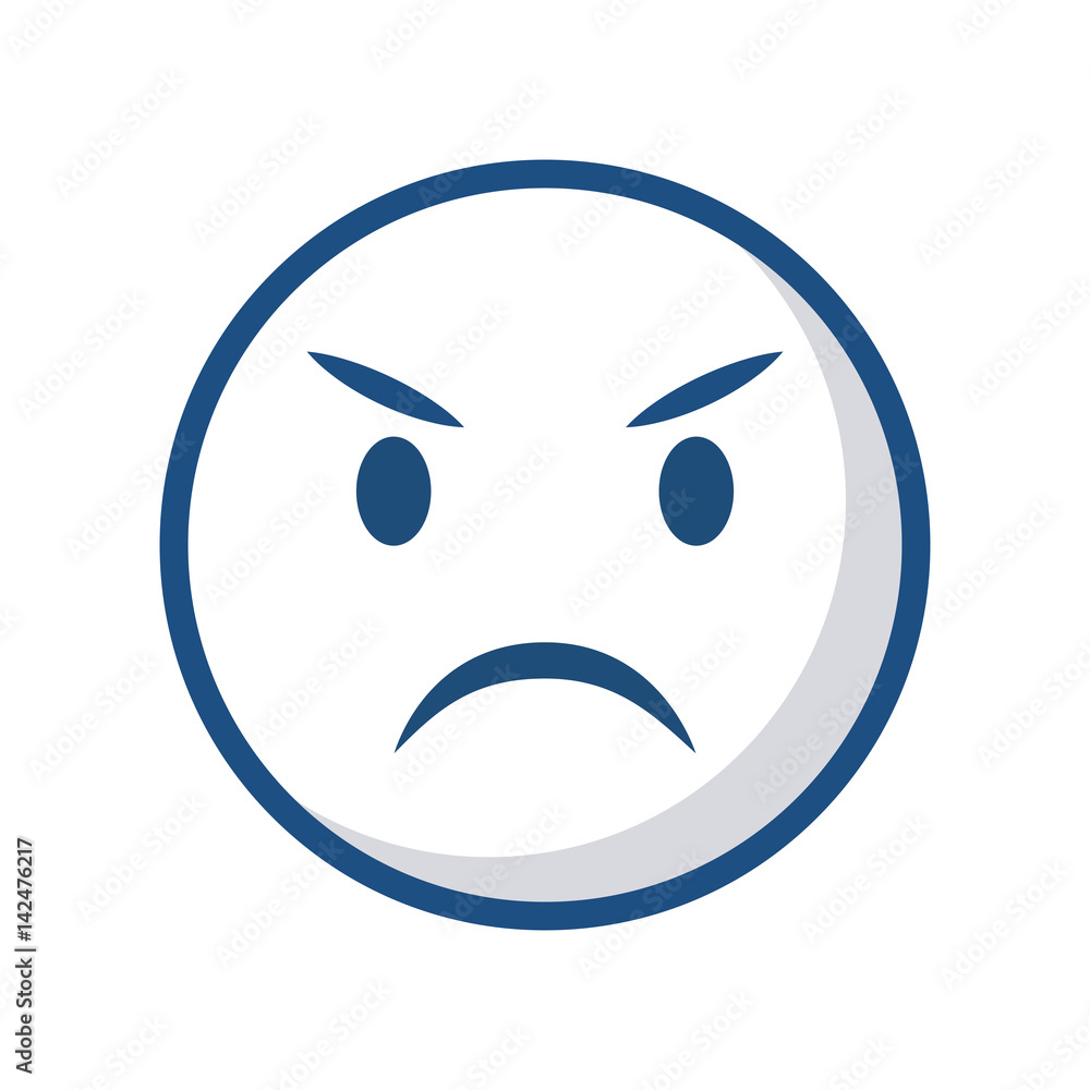emoticon angry face icon over white background. vector illustration ...
