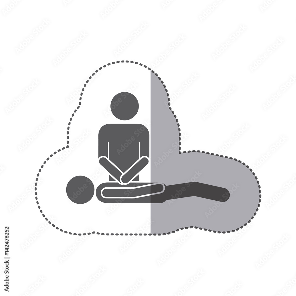 sticker silhouette pictogram rescue and helper patient vector ...