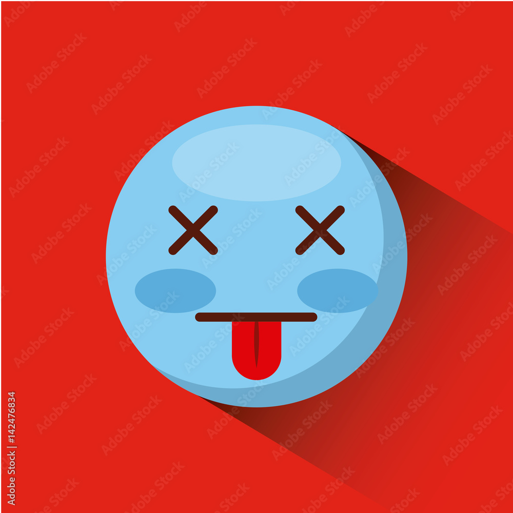 emoticon dizzy face icon over red background. colorful design. vector ...