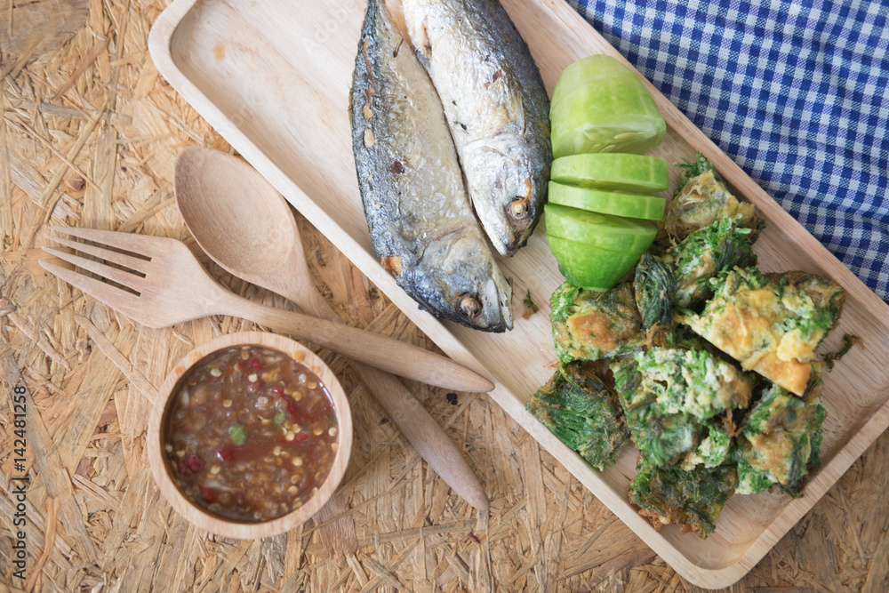 Thai local popular food called "Nam prik kapi pla too" Stock Photo ...