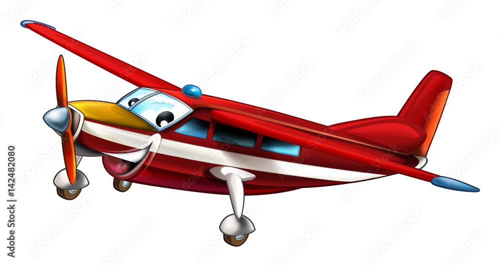 cartoon happy and funny fireman plane isolated Stock Illustration ...