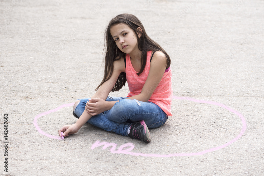 Intimate zone and body language with preteen girl Stock Photo | Adobe Stock