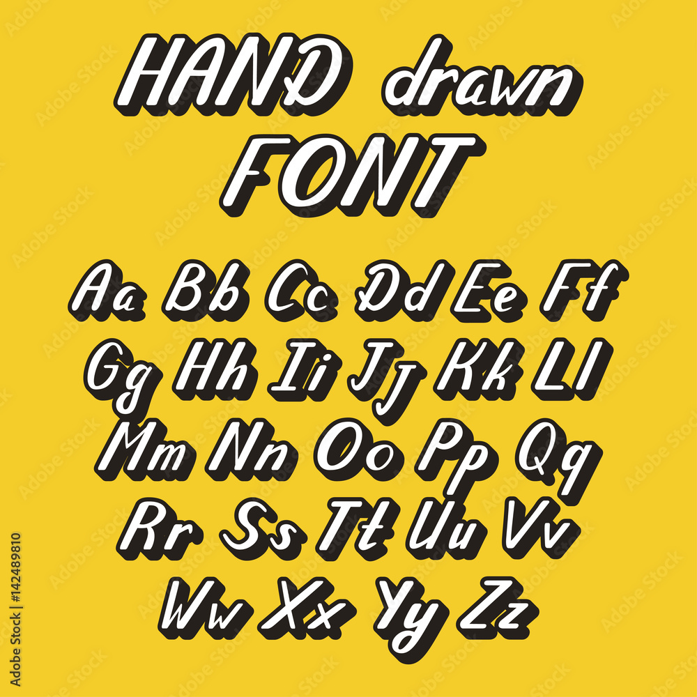 Handwritten lettering vector font alphabet Stock Vector | Adobe Stock
