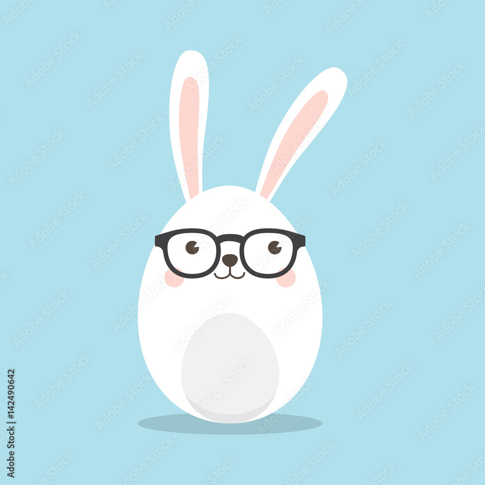 A Cute Rabbit Geek, nerd character with funny nerd glasses isolated on ...