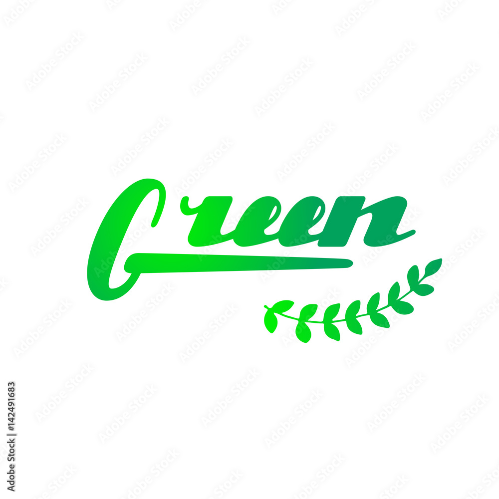Green hand written lettering Stock Vector | Adobe Stock
