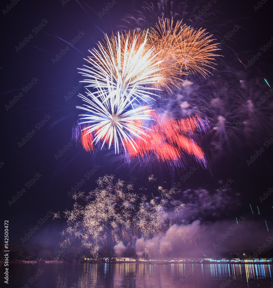 Colorful fireworks for the celebration in the night sky Stock Photo ...